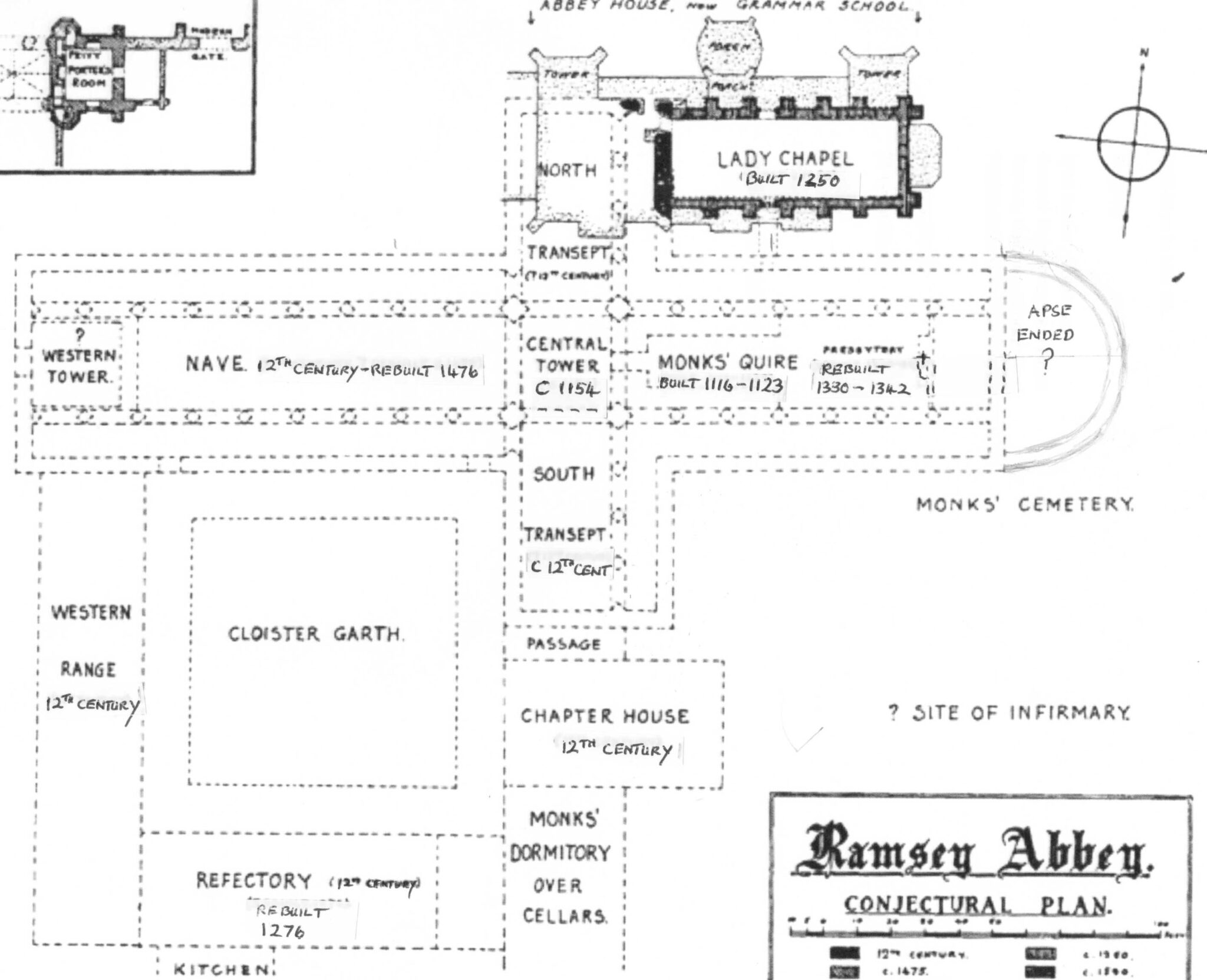 The Abbey Layout according to Dickinson Ramsey Abbey An Archaeological ...